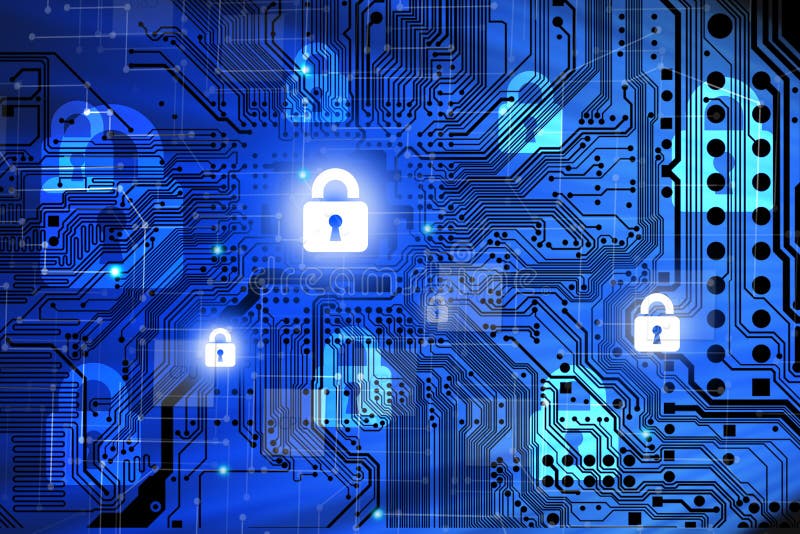 Internet Security Concept with Computer Electronic Board and Locker ...