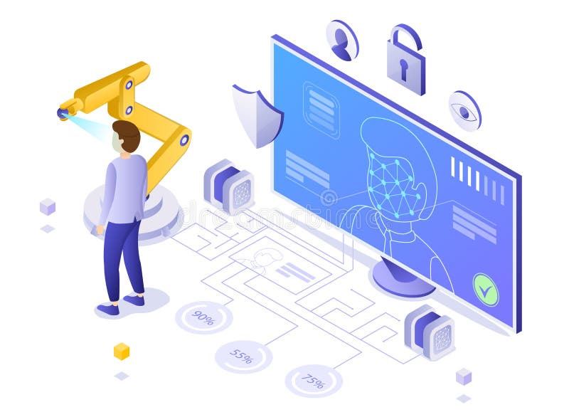 Internet Security Concept: Face Recognition Technology, on Transparent ...