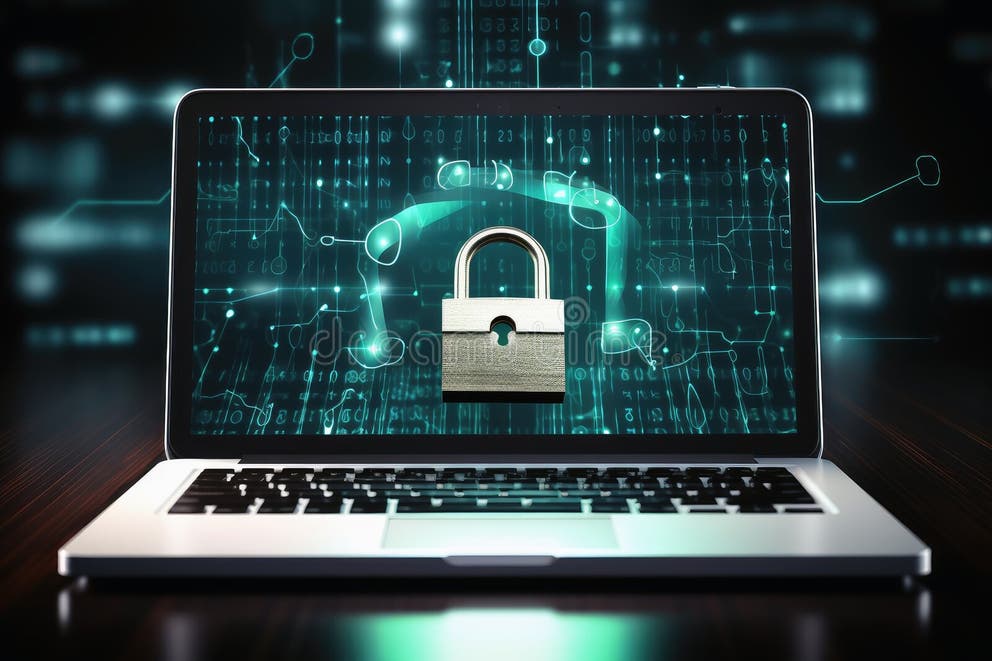 Internet Security Concept with a Laptop and a Lock Stock Image - Image ...