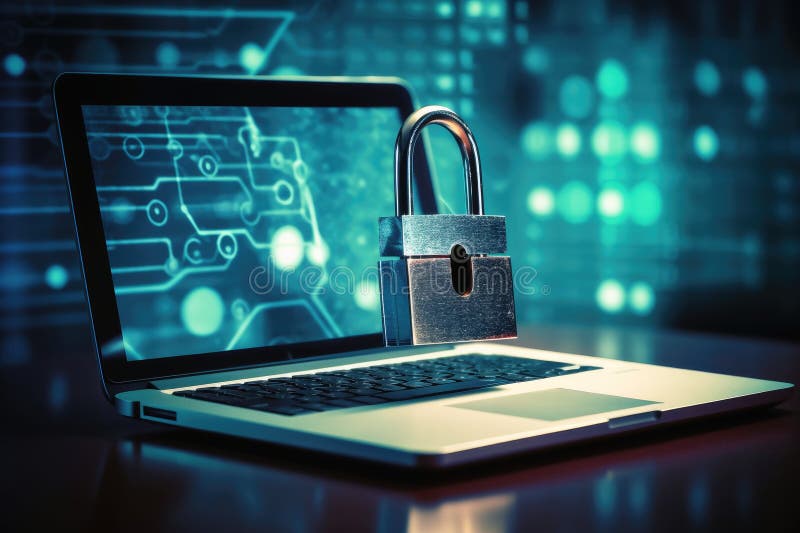 Internet Security Concept with a Laptop and a Lock Stock Image - Image ...