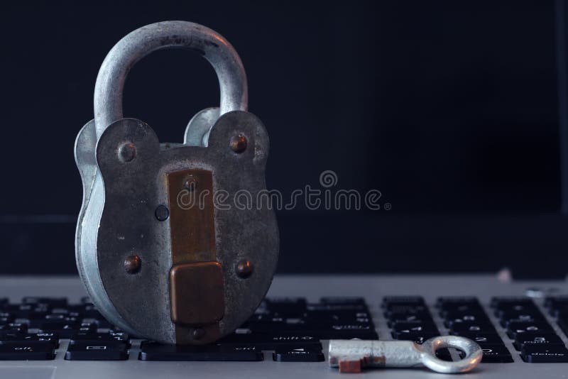Internet Security Concept-old Padlock and Key Stock Image - Image of ...