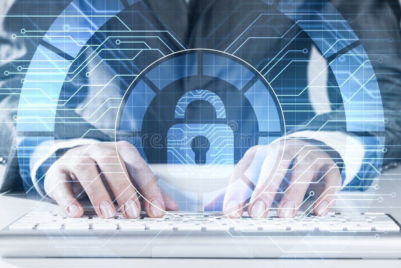 Internet Security Concept with Woman Typing Password on Keyboard Stock ...