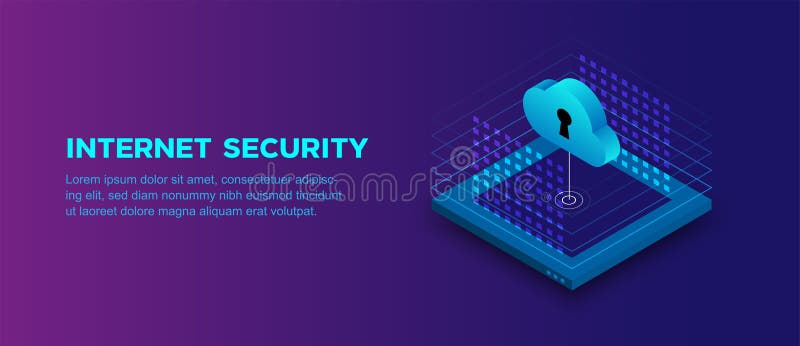Internet Security Connection Banner Design. Abstract Technology Computer Processor Encryption ...