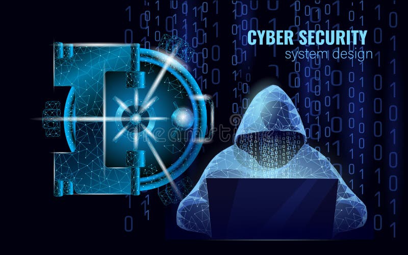 Internet Security Cyber Attack Business Concept Low Poly. Anonymous ...