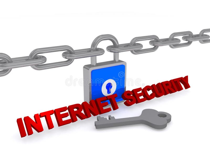 Internet Security 3D Lock and Key Stock Illustration - Illustration of ...
