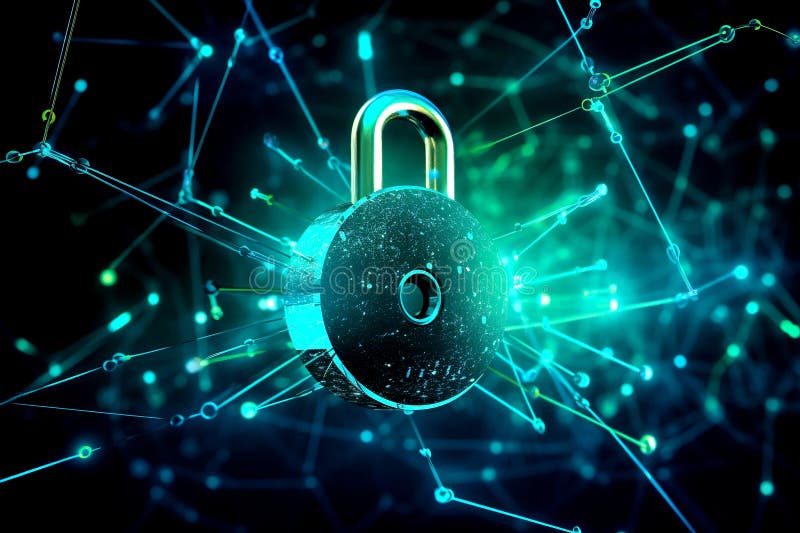 Internet Security and Data Prevention. Security Padlock Lock on Black ...