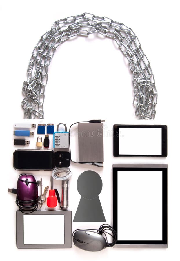 Internet Security, Data Protection Concept, Padlock Icon Devices Stock ...