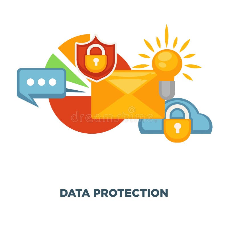 Internet Security and Data Protection Vector Flat Poster Stock Vector ...