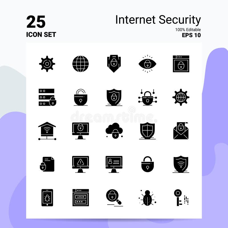 25 Internet Security Icon Set. 100 Editable EPS 10 Files Stock Vector ...