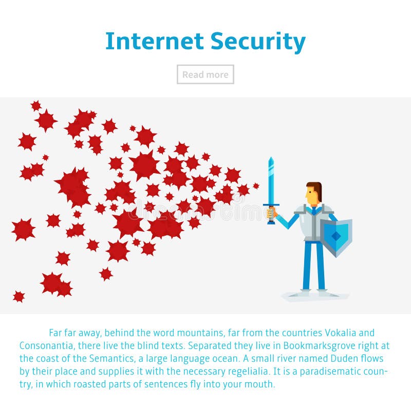 Internet Security Illustration in Flat Infographic Style. Stock ...