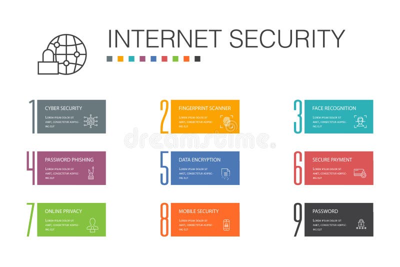 Internet Security Infographic 10 Option Stock Vector - Illustration of ...
