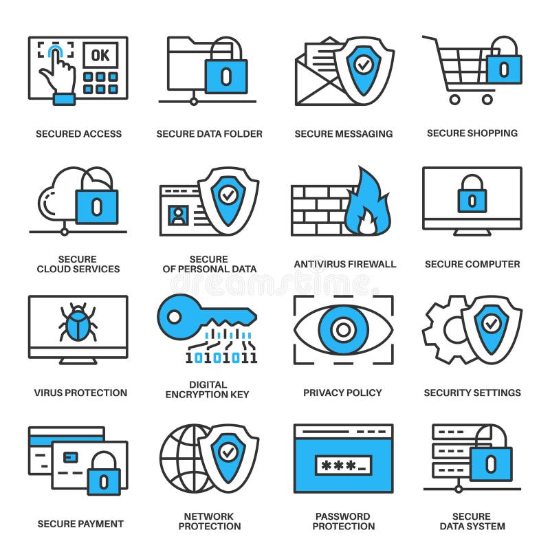 Internet Security Information Protection Icons Stock Vector ...