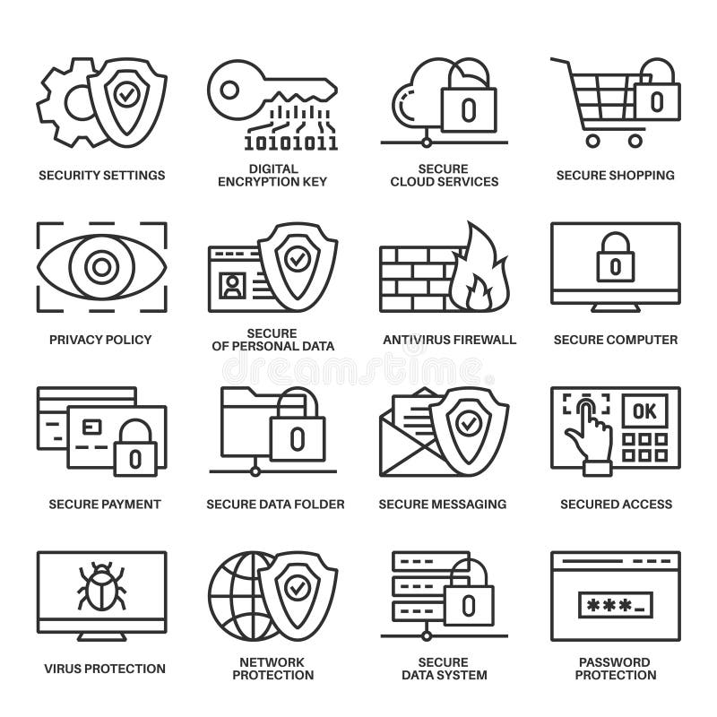 Internet Security Information Protection Icons Stock Vector ...