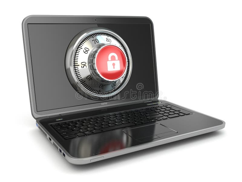Internet Security. Laptop and Safe Lock Stock Illustration ...