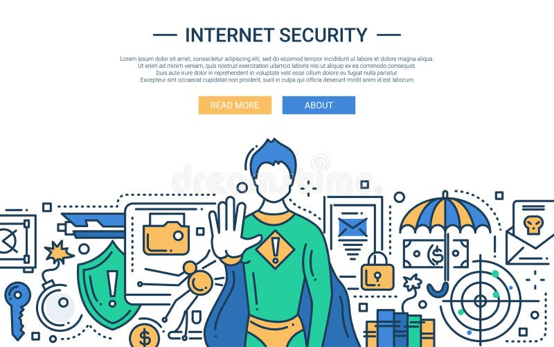 Internet Security - Line Design Website Banner Stock Vector ...