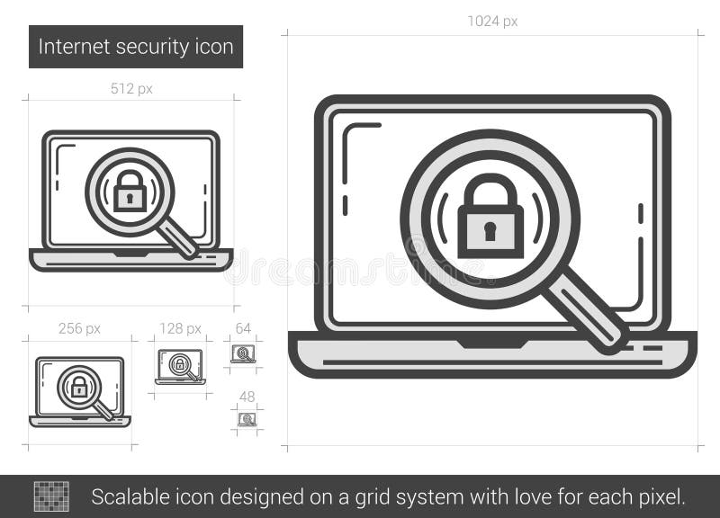 Internet Security Line Icon. Stock Vector - Illustration of background ...