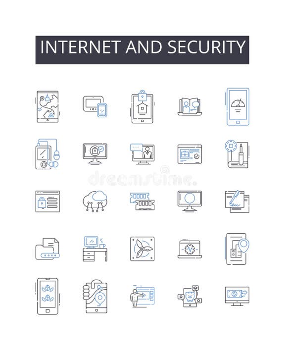 Internet and Security Line Icons Collection. Relationship, Connection ...