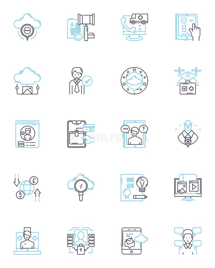 Internet Security Linear Icons Set. Firewall , Encryption , Malware ...
