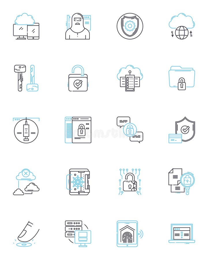 Internet Security Linear Icons Set. Firewall, Encryption, Phishing ...