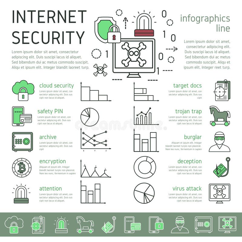 Internet Security Linear Infographics Stock Vector - Illustration of ...