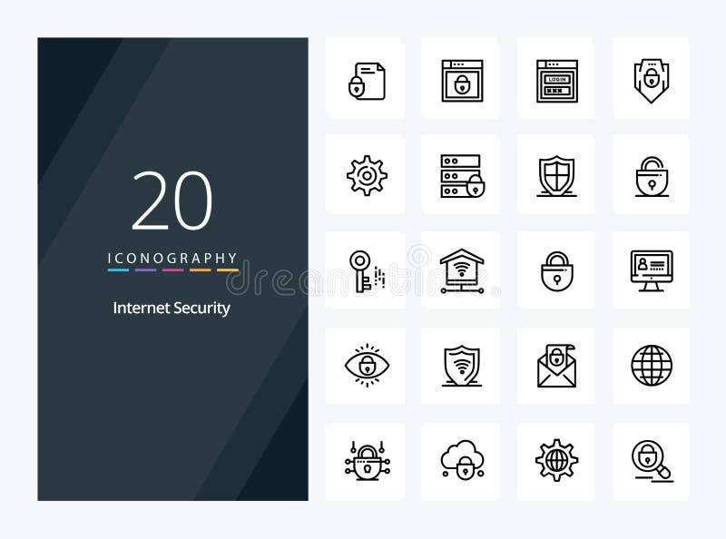 20 Internet Security Outline Icon for Presentation Stock Vector - Illustration of icons, pack ...