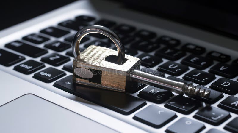 Internet Security Represented by a Laptop and a Key Stock Illustration ...