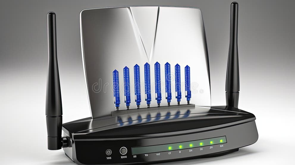 Internet Security. Router with Shield. Generative Ai Stock Illustration ...