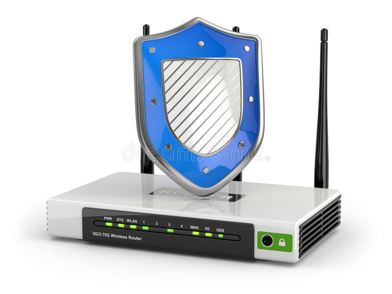 Internet Security. Router with Shield. Stock Illustration ...