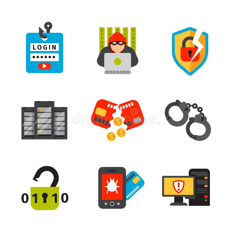 Internet Security Safety Icon Virus Attack Vector Data Protection ...