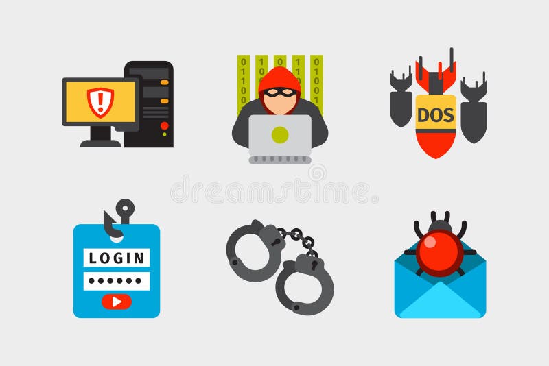 Internet Security Safety Icon Virus Attack Vector Data Protection ...