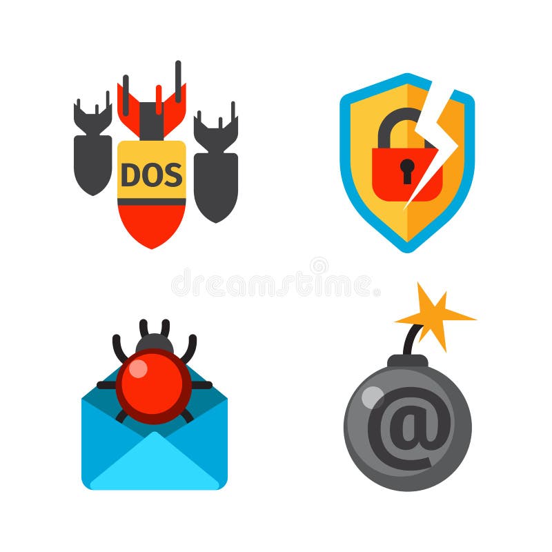 Internet Security Safety Icon Virus Attack Vector Data Protection ...