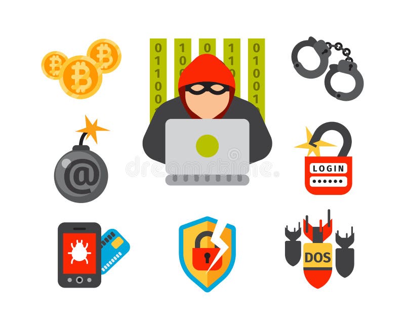 Internet Security Safety Icon Virus Attack Vector Data Protection ...