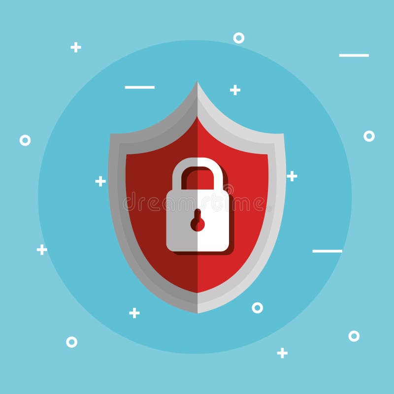 Internet Security Shield with Padlock Stock Vector - Illustration of ...