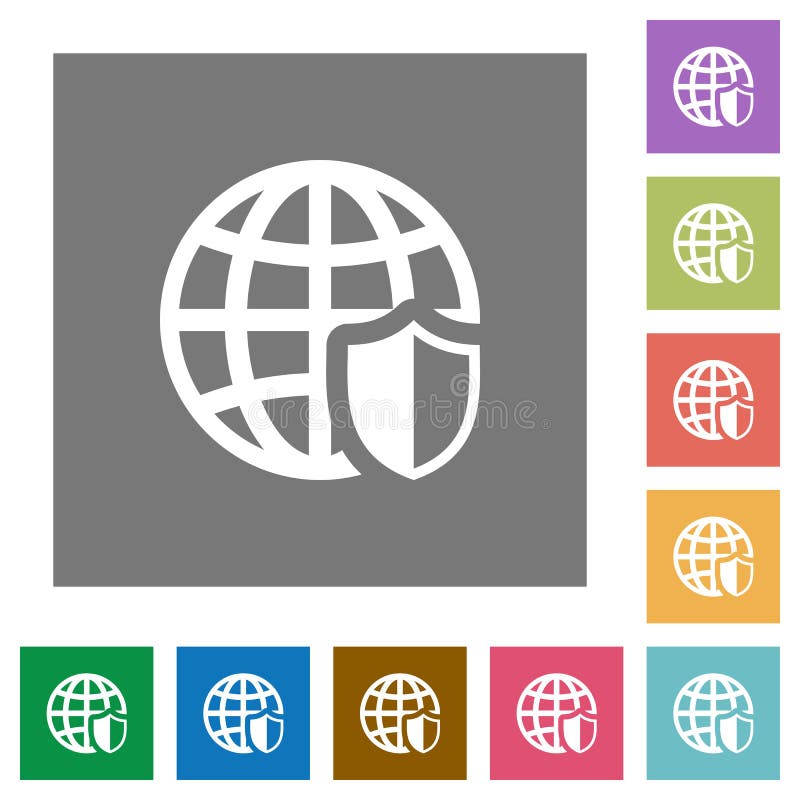 Internet Security Square Flat Icons Stock Vector - Illustration of gray ...