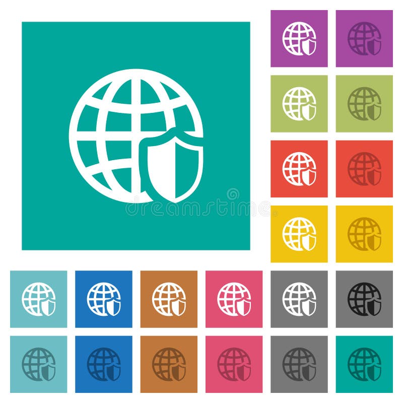 Internet Security Square Flat Multi Colored Icons Stock Vector ...