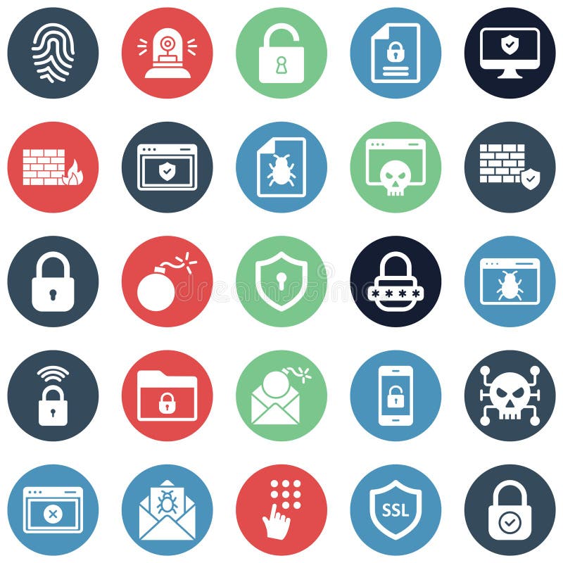 Internet Security and Support Isolated Vector Icons Set Which Can Be ...