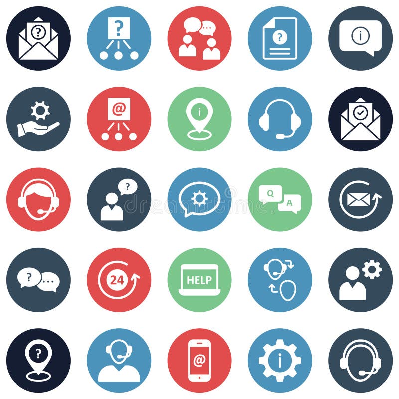 Internet Security and Support Isolated Vector Icons Set Which Can Be ...
