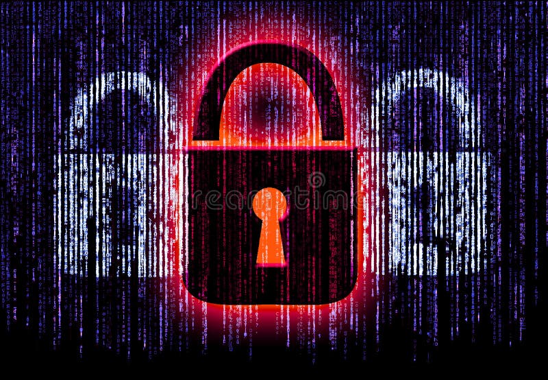 Internet Symbol Security Binary Character Padlock Stock Illustrations ...