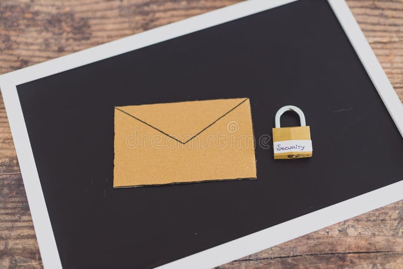 User Privacy Concept, Email Envelope Miniature on Desk with Lock ...