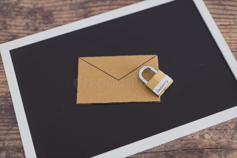 User Privacy Concept, Email Envelope Miniature on Desk with Lock ...