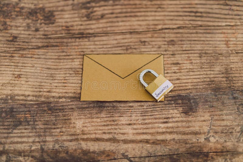 User Privacy Concept, Email Envelope Miniature on Desk with Lock ...