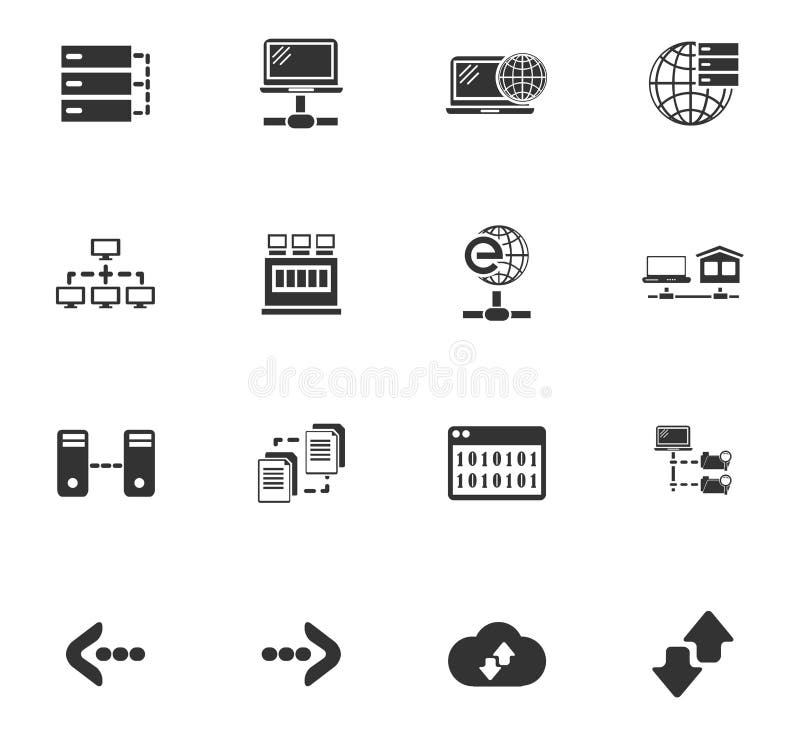 Internet, Server, Network Icons Set Stock Illustration - Illustration ...