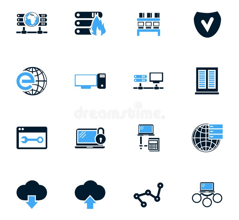 Internet, Server, Network Icons Set Stock Illustration - Illustration ...