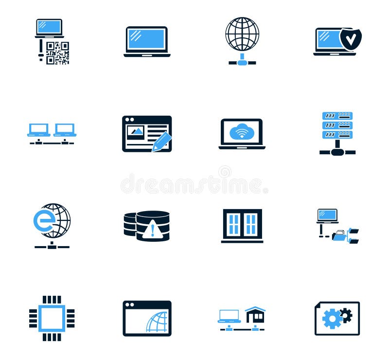 Internet, Server, Network Icons Set Stock Illustration - Illustration ...