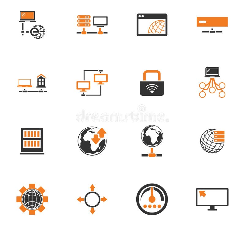 Internet, Server, Network Icons Set Stock Illustration - Illustration ...