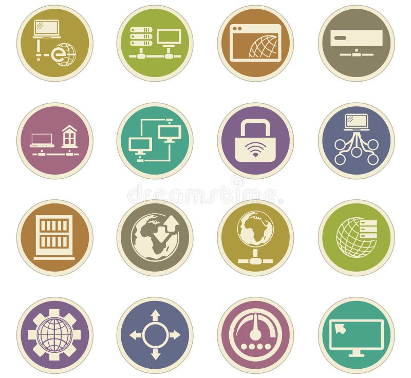 Internet, Server, Network Icons Set Stock Illustration - Illustration ...