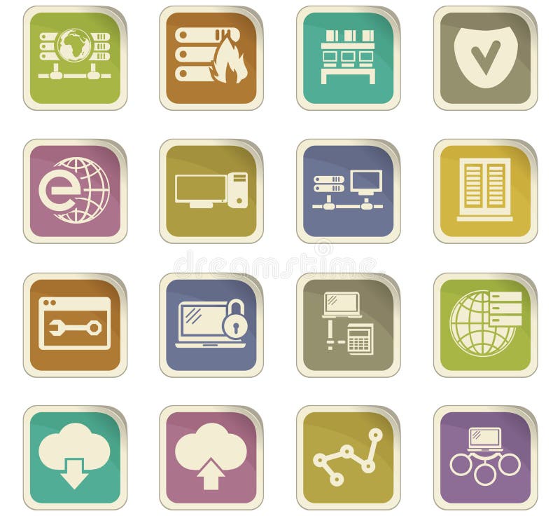 Internet, Server, Network Icons Set Stock Illustration - Illustration ...