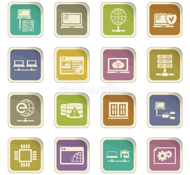 Internet, Server, Network Icons Set Stock Illustration - Illustration ...