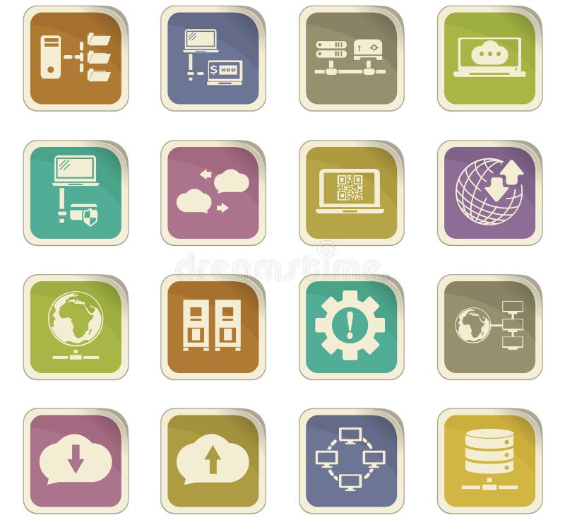 Internet, Server, Network Icons Set Stock Illustration - Illustration ...