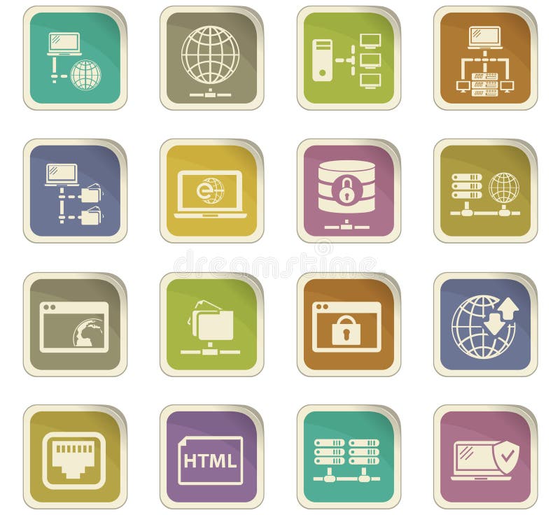 Internet, Server, Network Icons Set Stock Illustration - Illustration ...